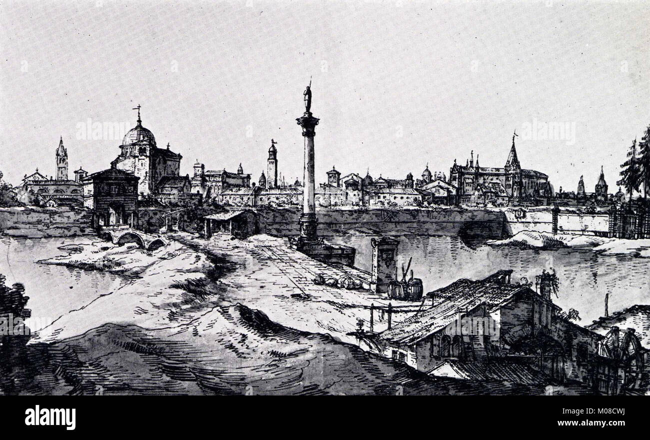 This imaginary view of Padua, created during the 17th century, offers a ...