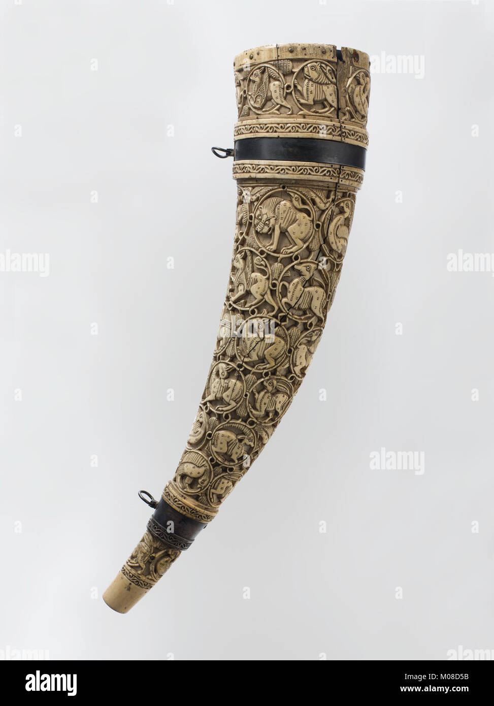 This horn (oliphant), made of ivory, is accompanied by a case ...