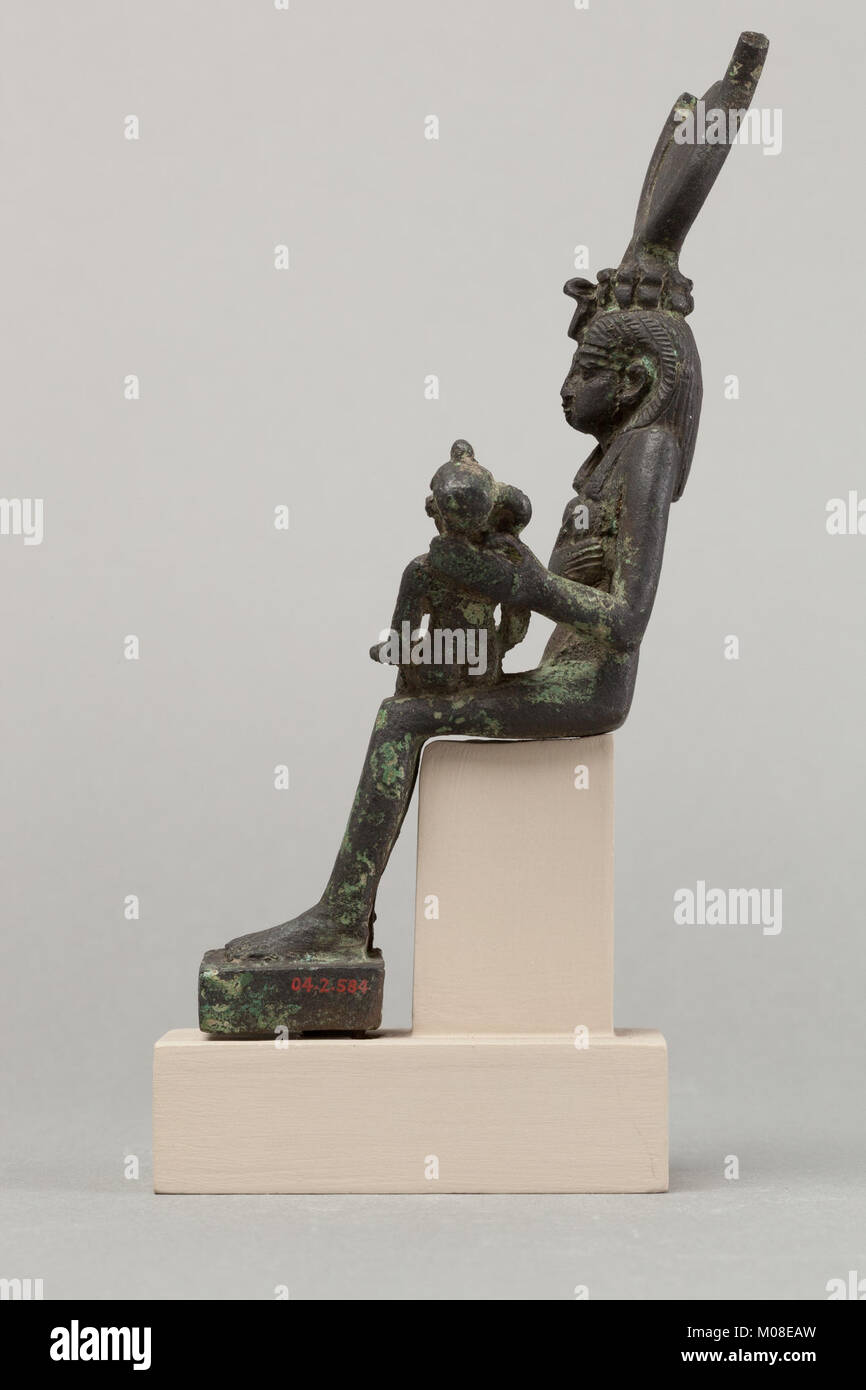 This ancient artwork depicts the goddess Isis and her son Horus ...