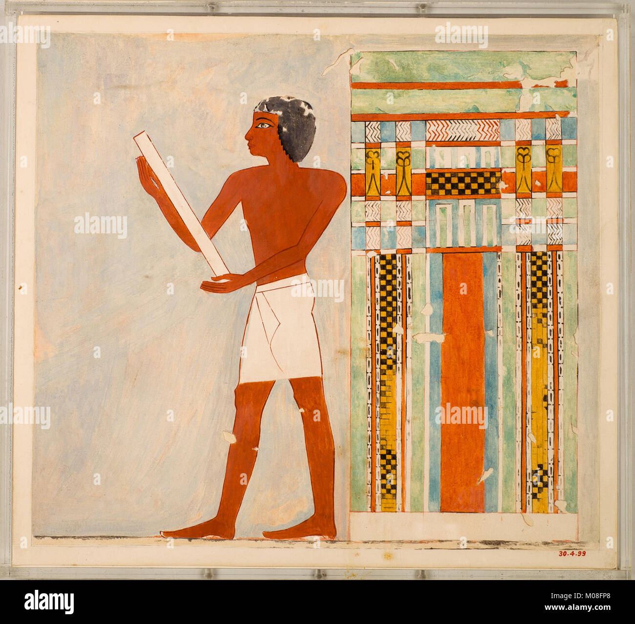 This scene depicts a man positioned before a false door in the Tomb of ...
