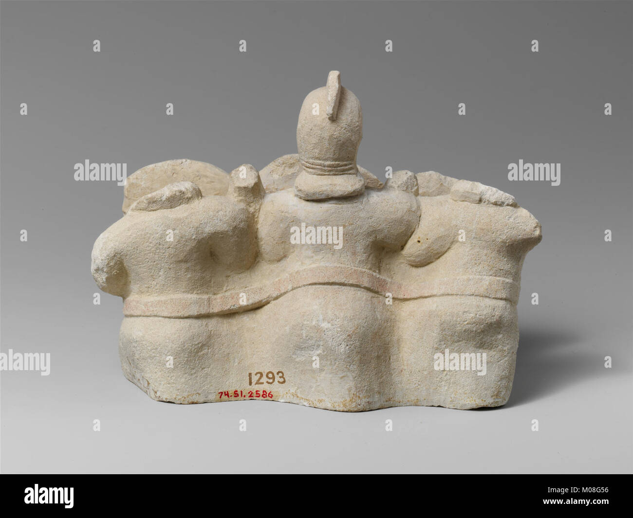 A limestone statuette representing the Triple Geryon, an important ...