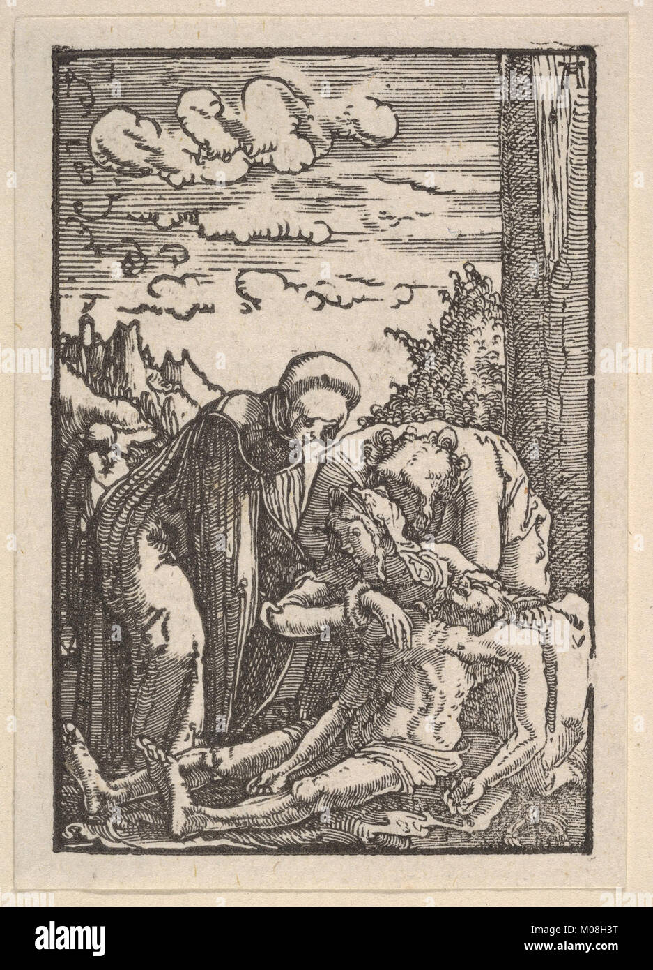 The artwork 'Lamentation' depicts a poignant scene from Christ's Passion, showing the mourning ...