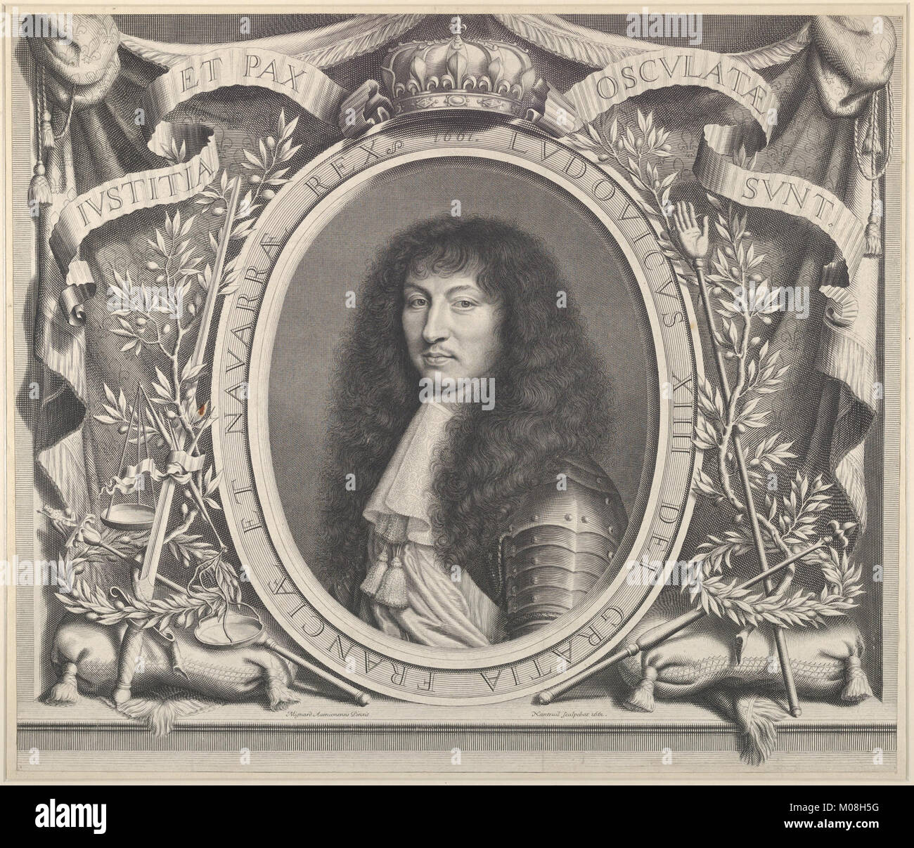 This portrait of Louis XIV, the Sun King, showcases his regal presence and the grandeur ...