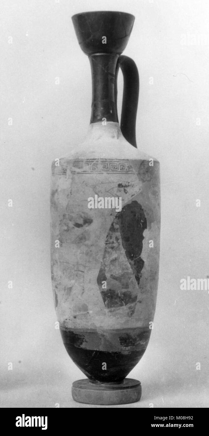 A lekythos, a type of ancient Greek pottery used for storing oil ...