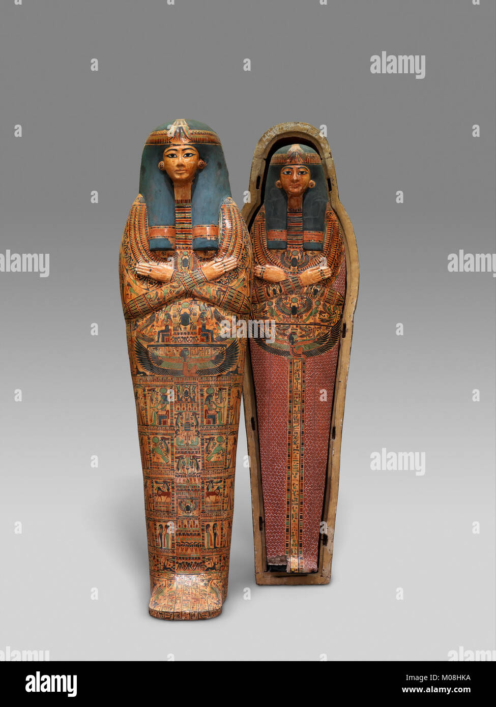 The inner coffin of Henettawy (F) shows New Kingdom Egyptian funerary ...