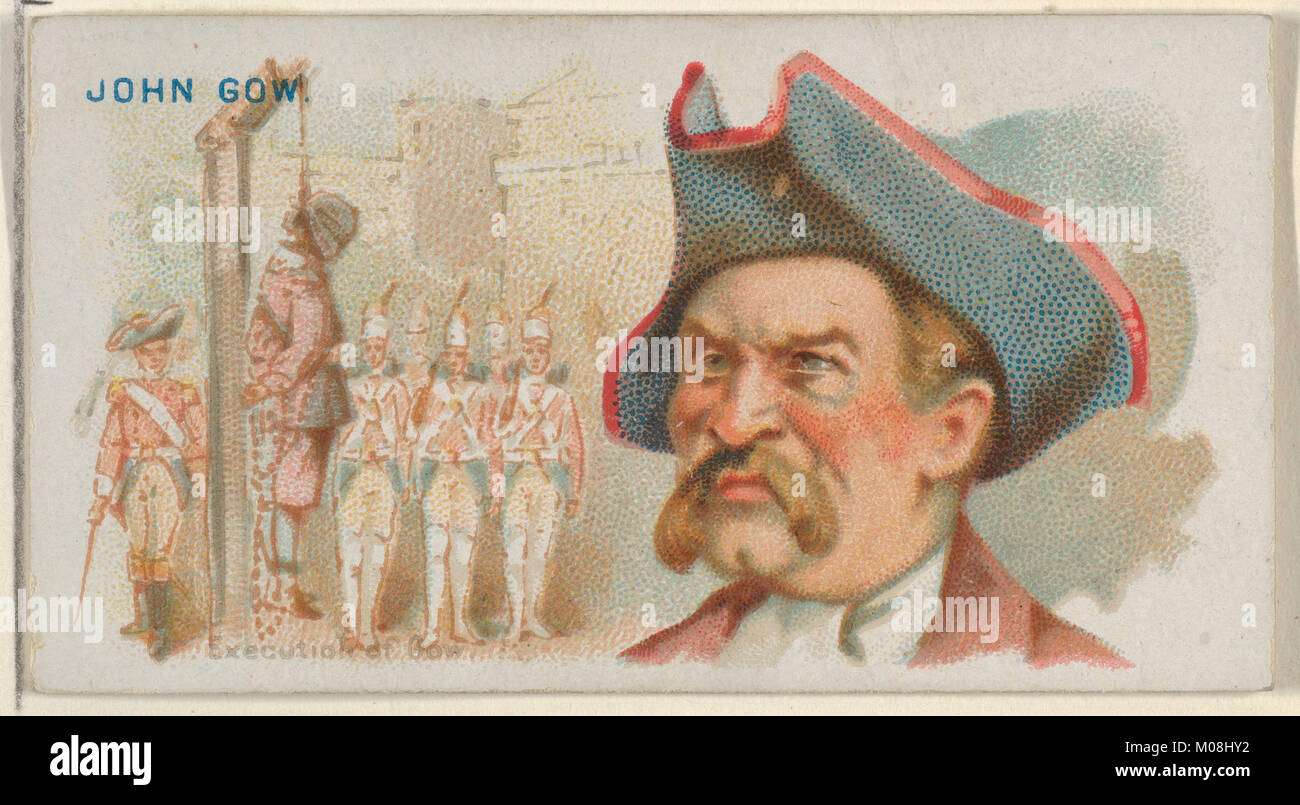 This card depicts the execution of John Gow, a notorious pirate, from ...