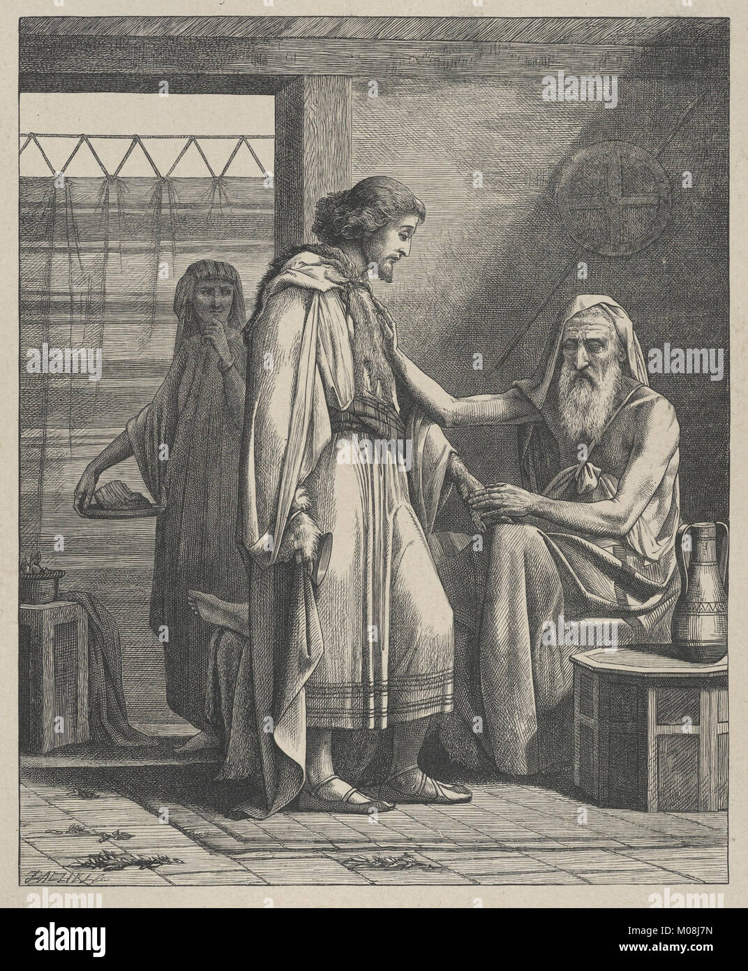 The illustration shows Isaac blessing Jacob, representing a pivotal Old ...