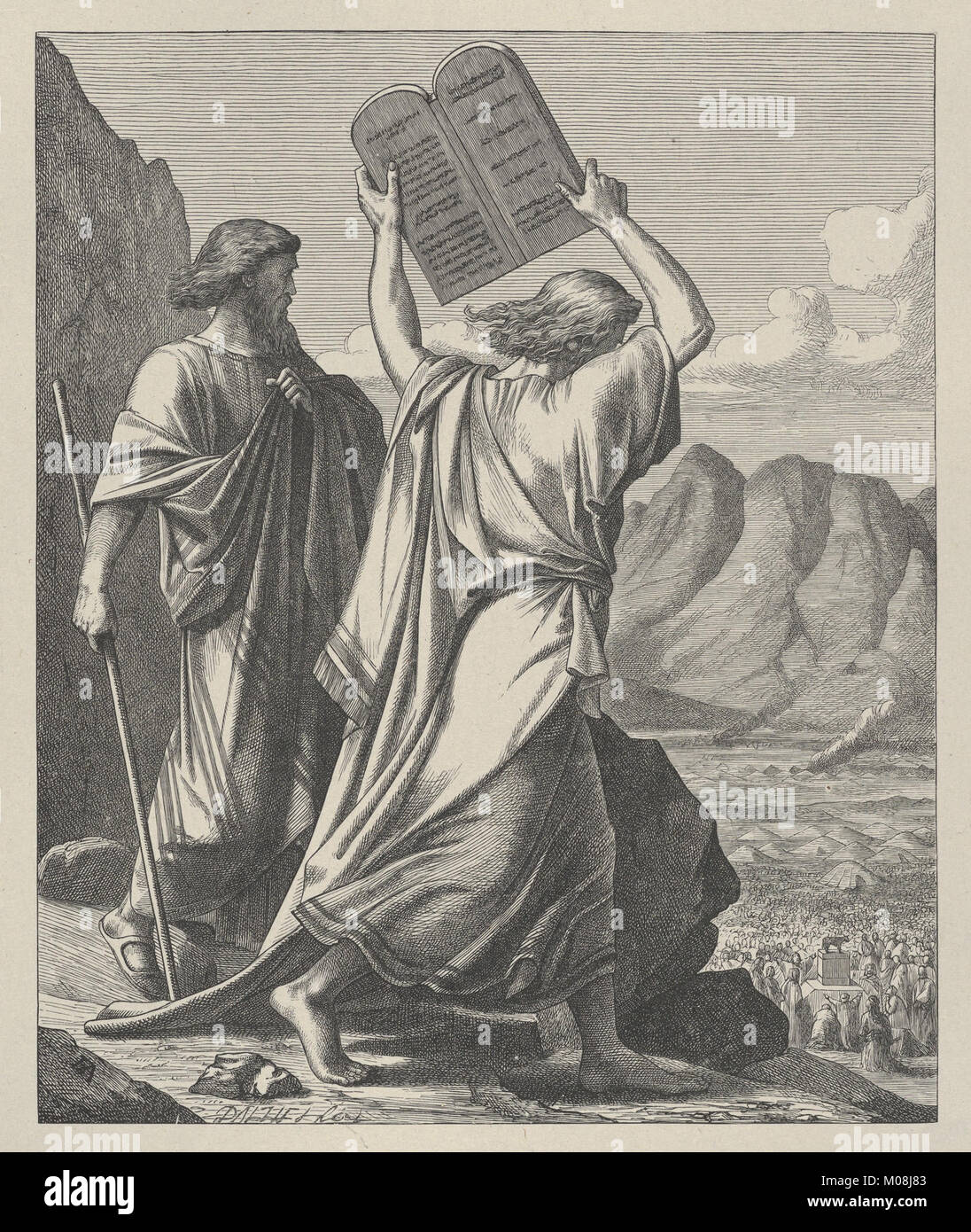This artwork shows Moses destroying the tablets, reflecting a dramatic ...