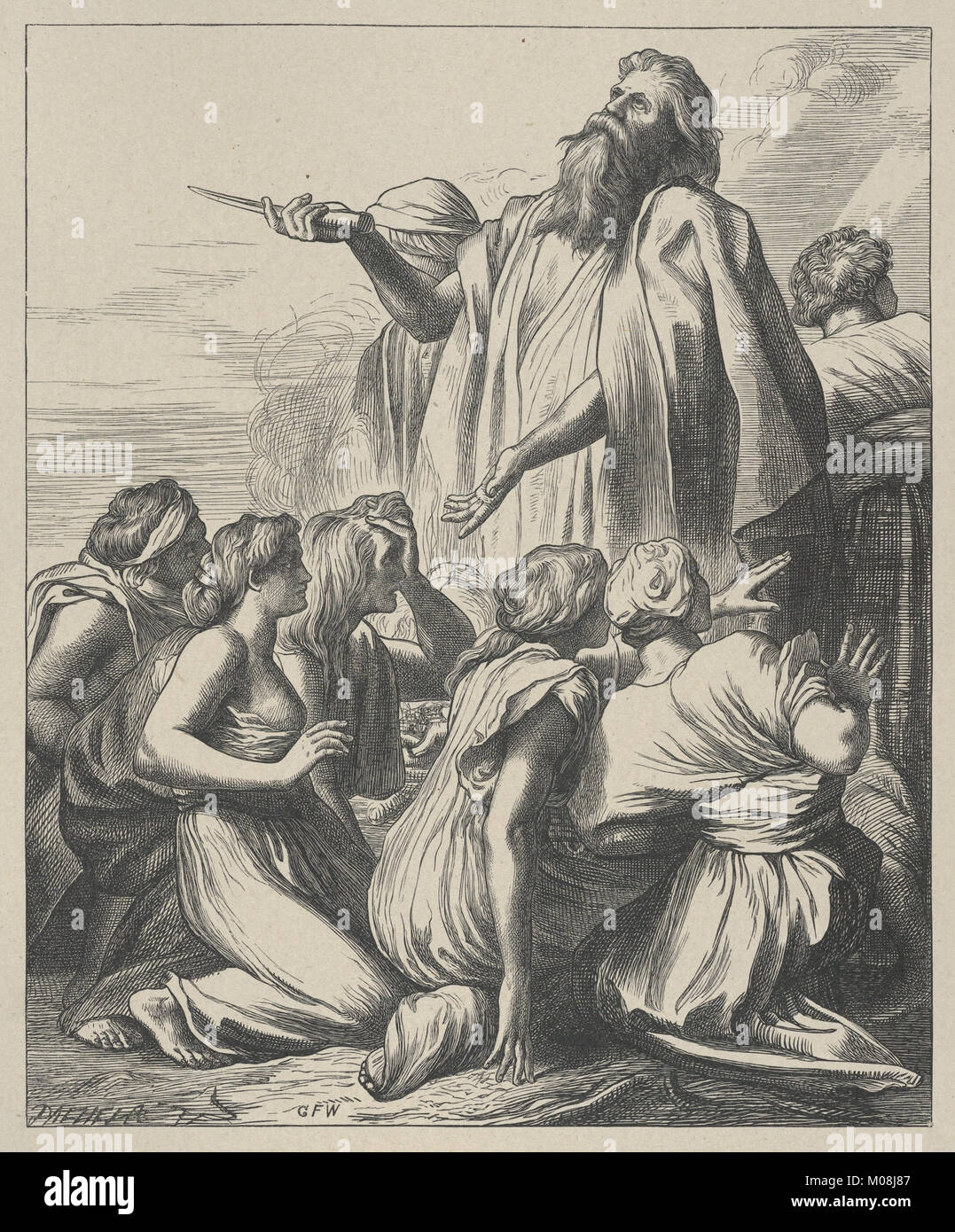 An illustration titled 'Noah's Sacrifice' from Dalziels' Bible Gallery ...