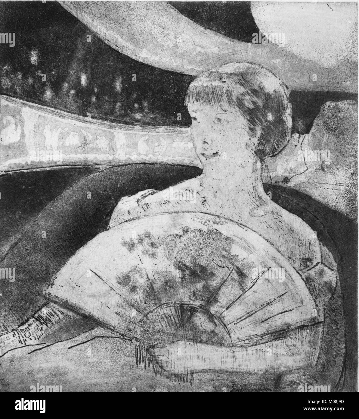 This artwork portrays a scene from an opera box, focusing on the ...