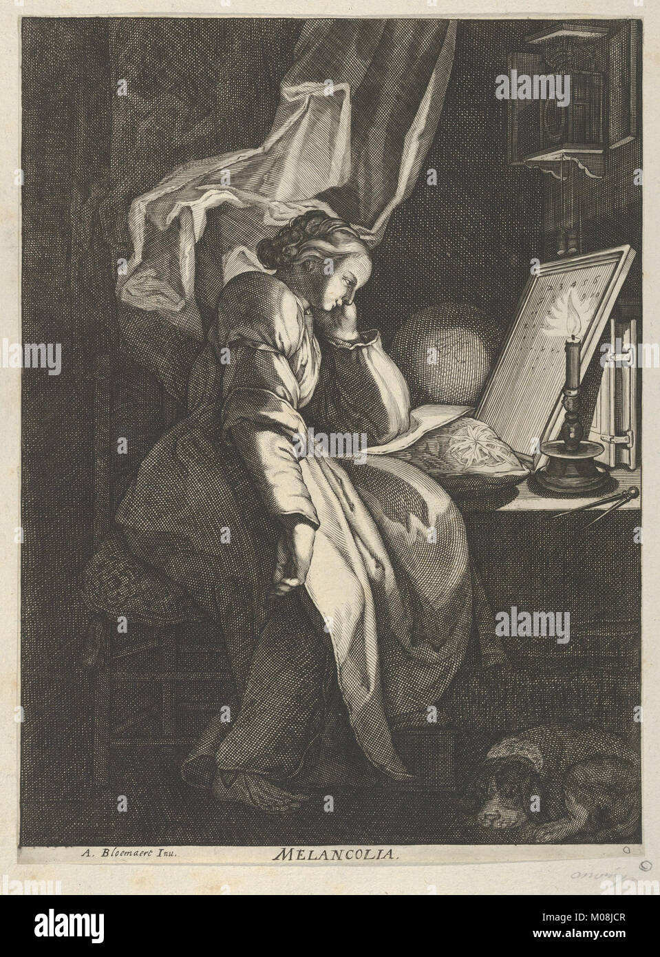 A representation of 'Melancholy' (Melancolia), captured in artwork ...