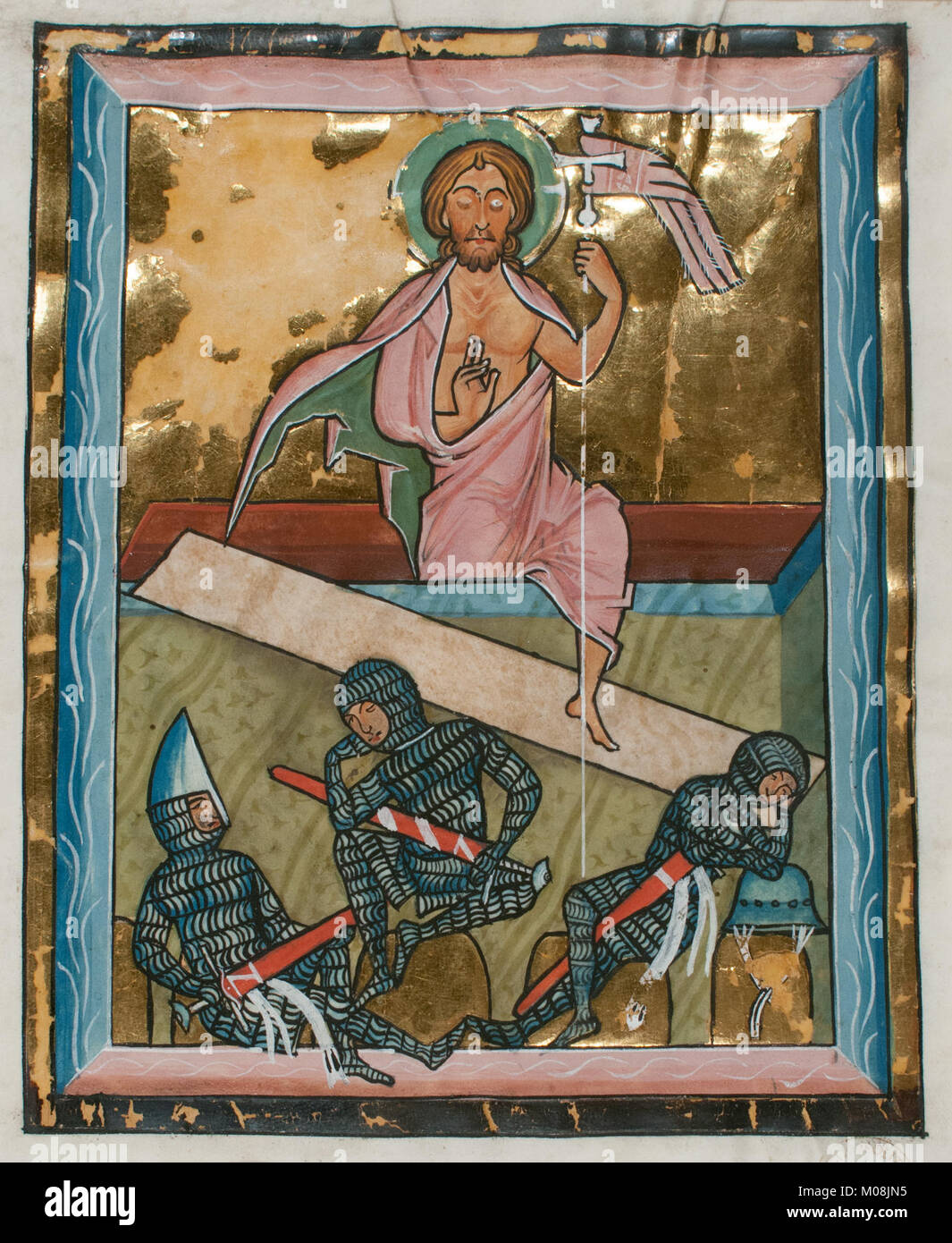 A Psalter leaf illustrating the Resurrection scene, demonstrating ...