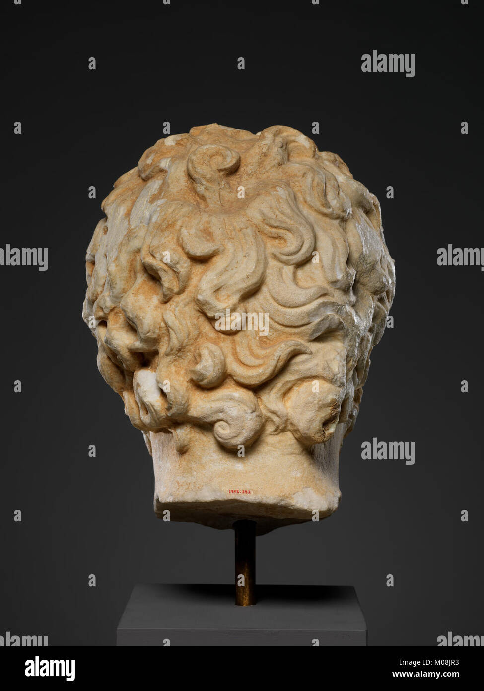 This marble head sculpture features a bearded man, showcasing realistic ...