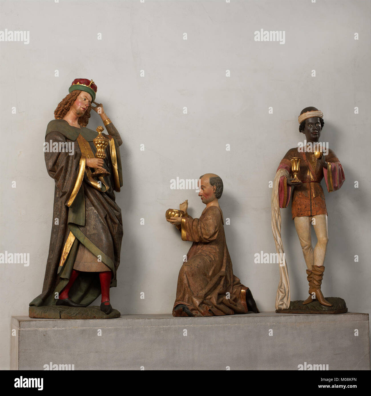 This sculpture depicts Melchior, one of the Three Kings, presenting a ...