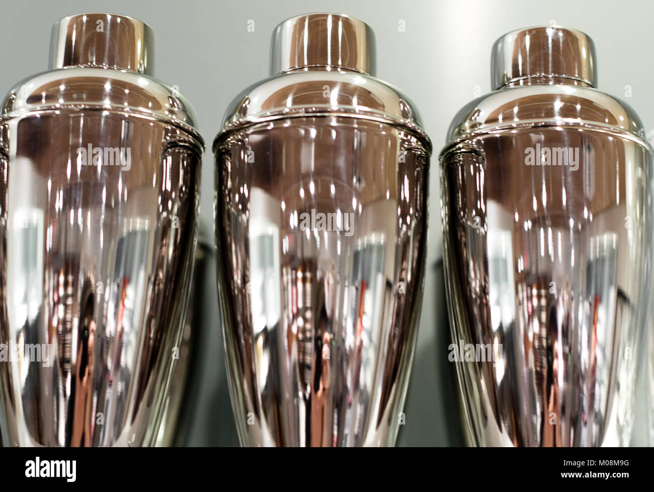 Stainless steel, Metal Aluminum Cocktail Shaker Set Stock Photo - Alamy