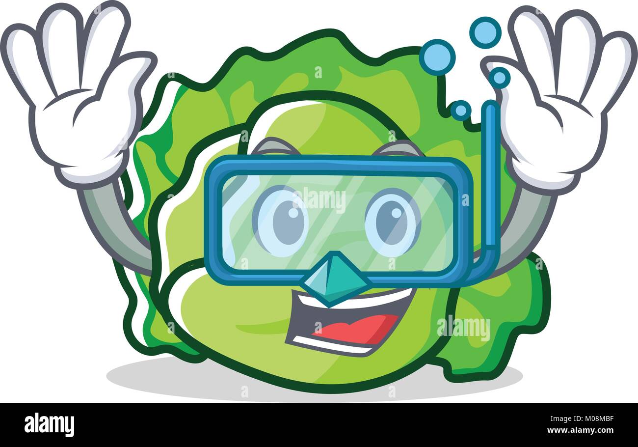 Diving lettuce character cartoon style Stock Vector Image & Art - Alamy