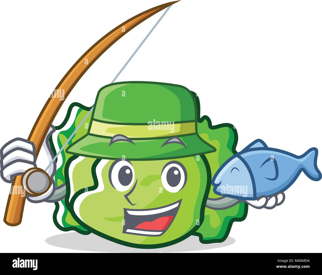 Fishing lettuce character cartoon style Stock Vector Image & Art - Alamy