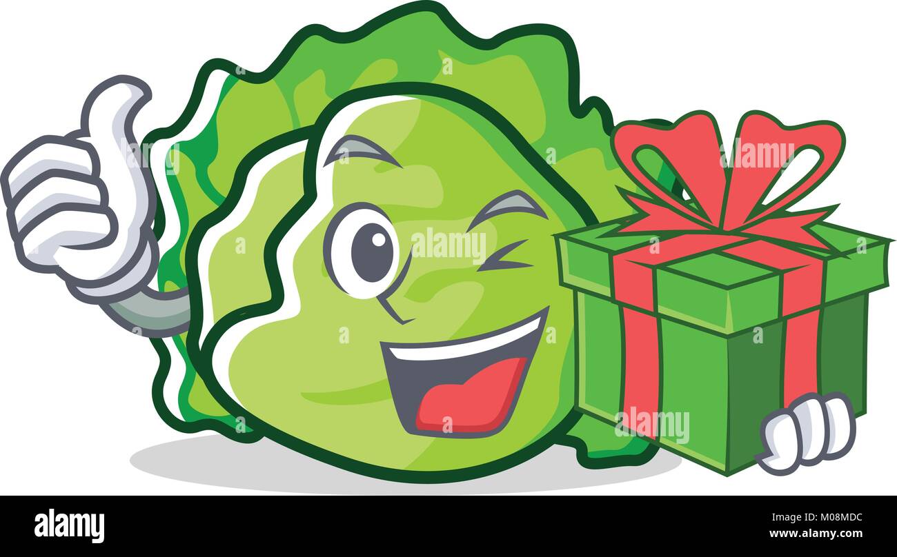 With gift lettuce character cartoon style Stock Vector Image & Art - Alamy