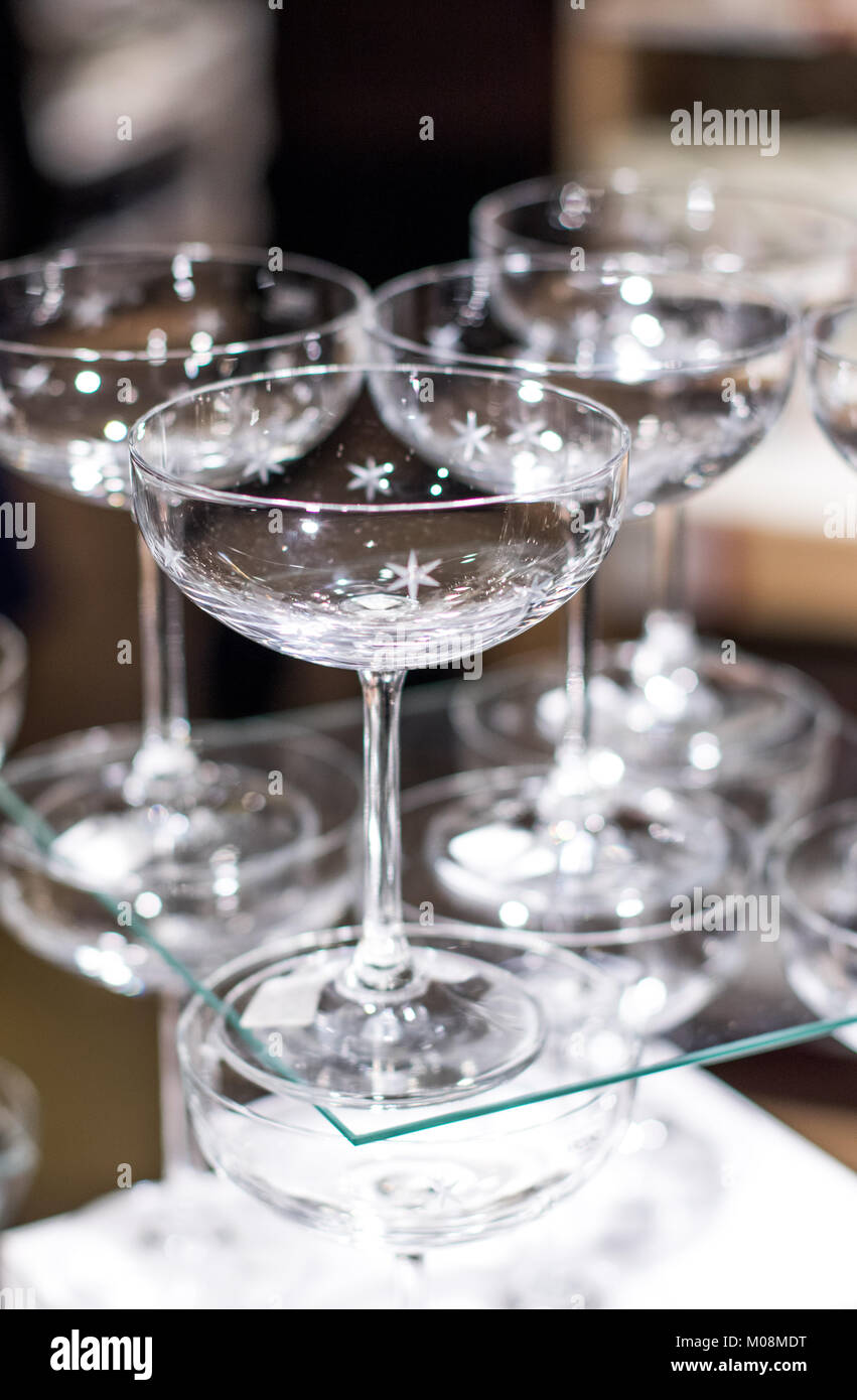 Set of cocktail glasses on display Stock Photo - Alamy