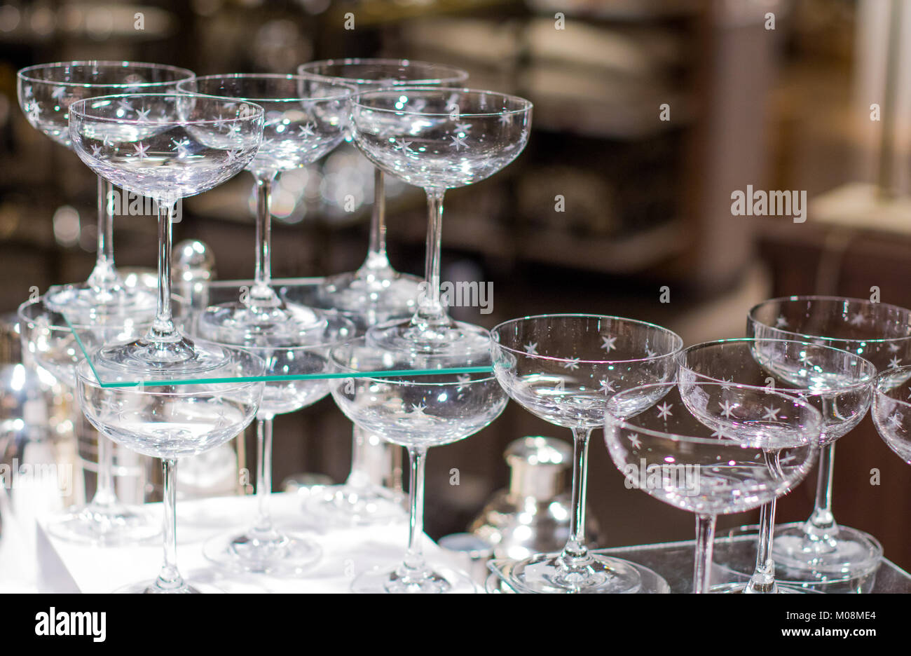 Set of cocktail glasses on display Stock Photo - Alamy