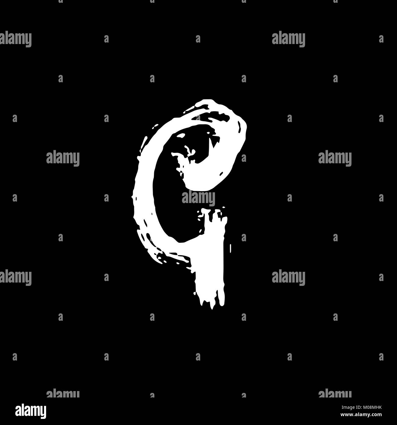Letter G. Handwritten by dry brush. Rough strokes font. Vector ...