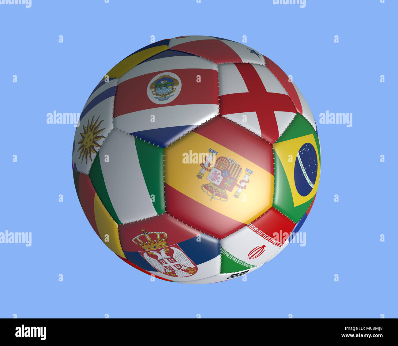 JANUARY 19, 2018: 3D illustration of isolated soccer ball with colors ...
