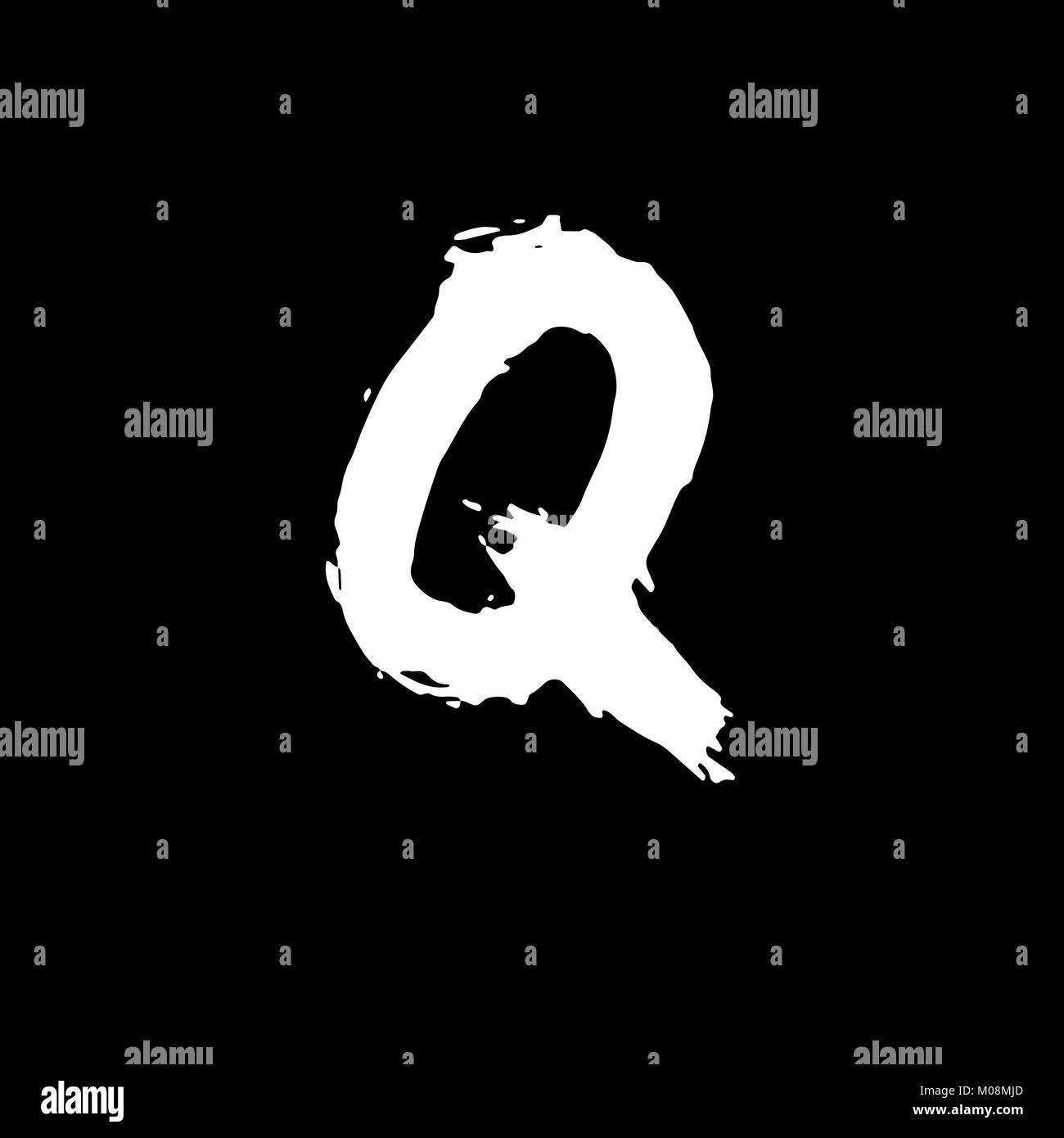 Letter Q. Handwritten by dry brush. Rough strokes font. Vector ...