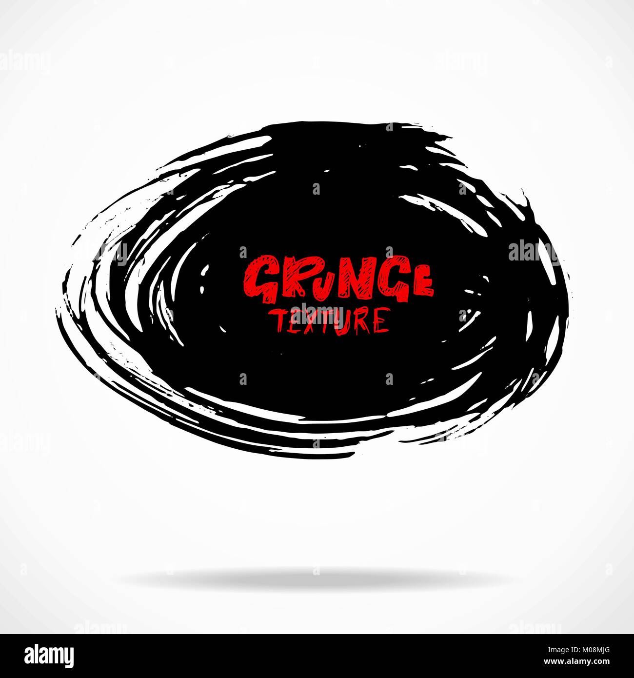 Grunge ink round brush strokes. Freehand black brushes. Handdrawn dry ...