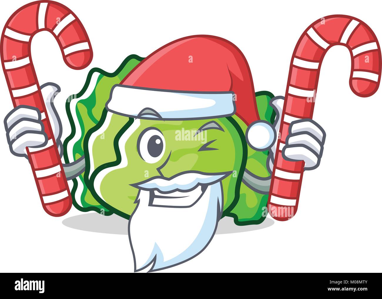 Santa with candy lettuce character mascot style vector illustration ...