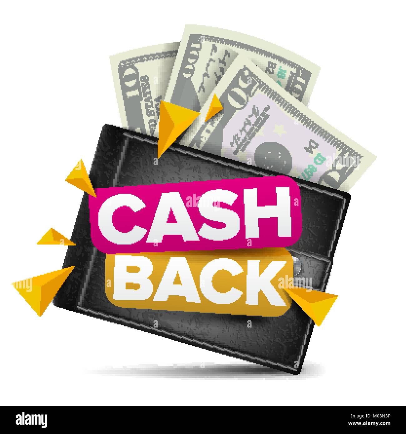 Cash Back Concept Vector. Realistic Wallet, Paper Money. Online Payment ...