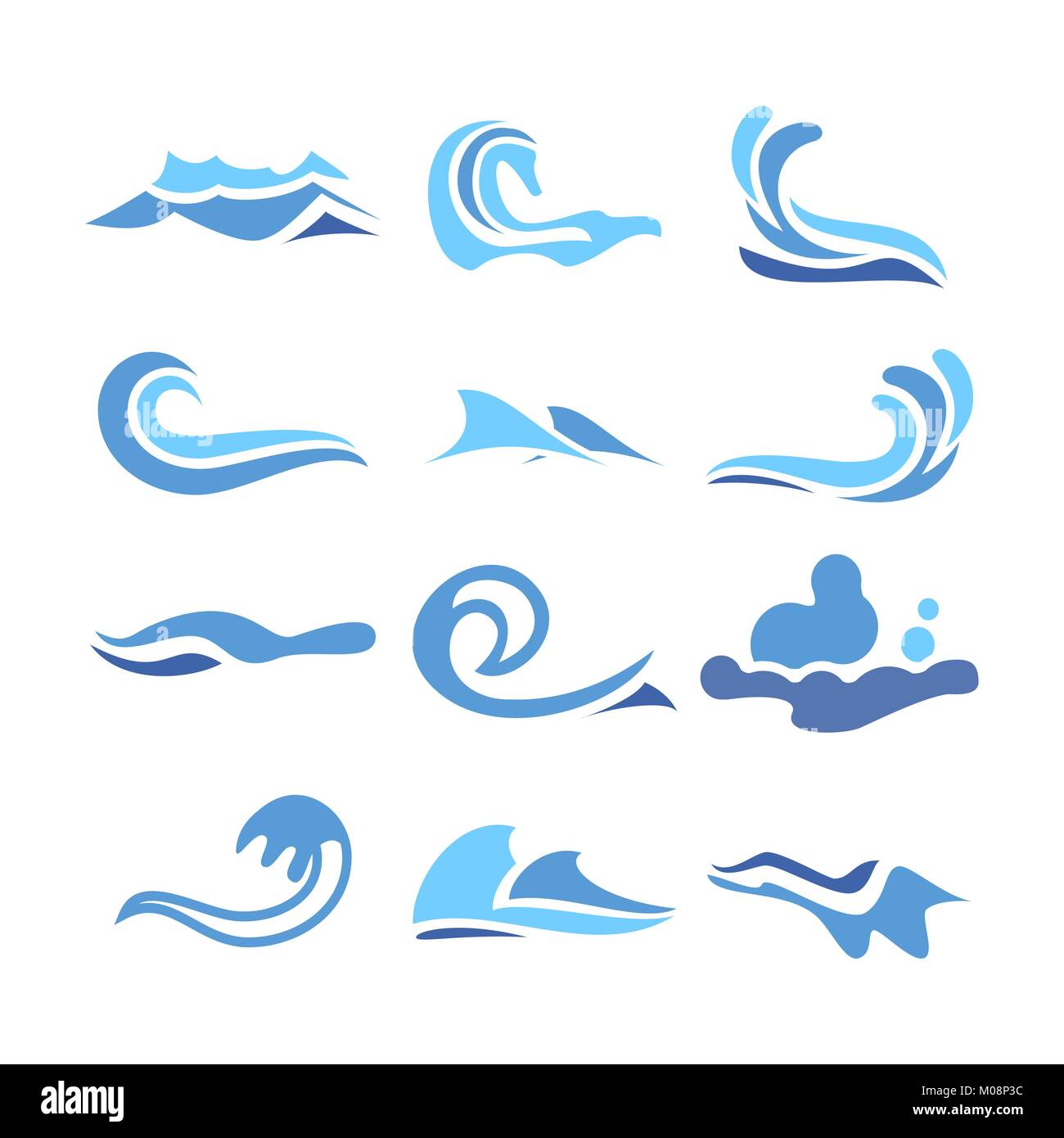 Wave Icons Vector. Ocean Water Design Element. Isolated Illustration ...