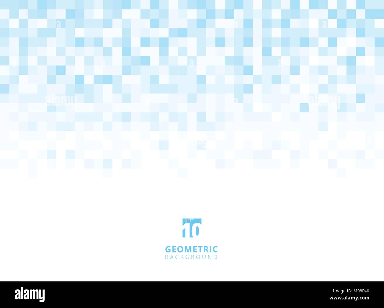 Abstract squares geometric light blue background with copy space. Pixel ...