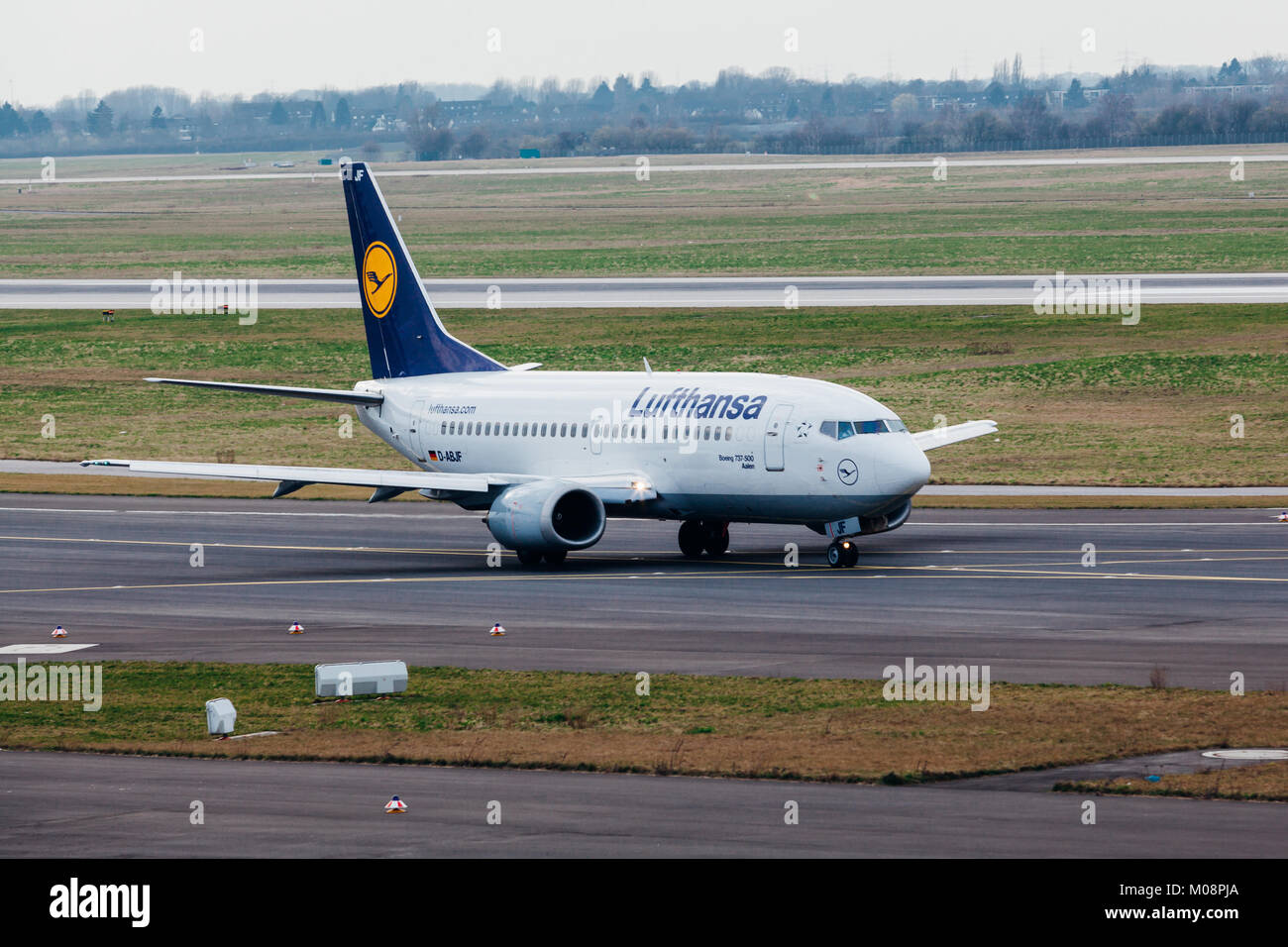GERMANY, DUSSELDORF - 12 MARCH, 2011: Aircraft line Lufthansa Airbus ...