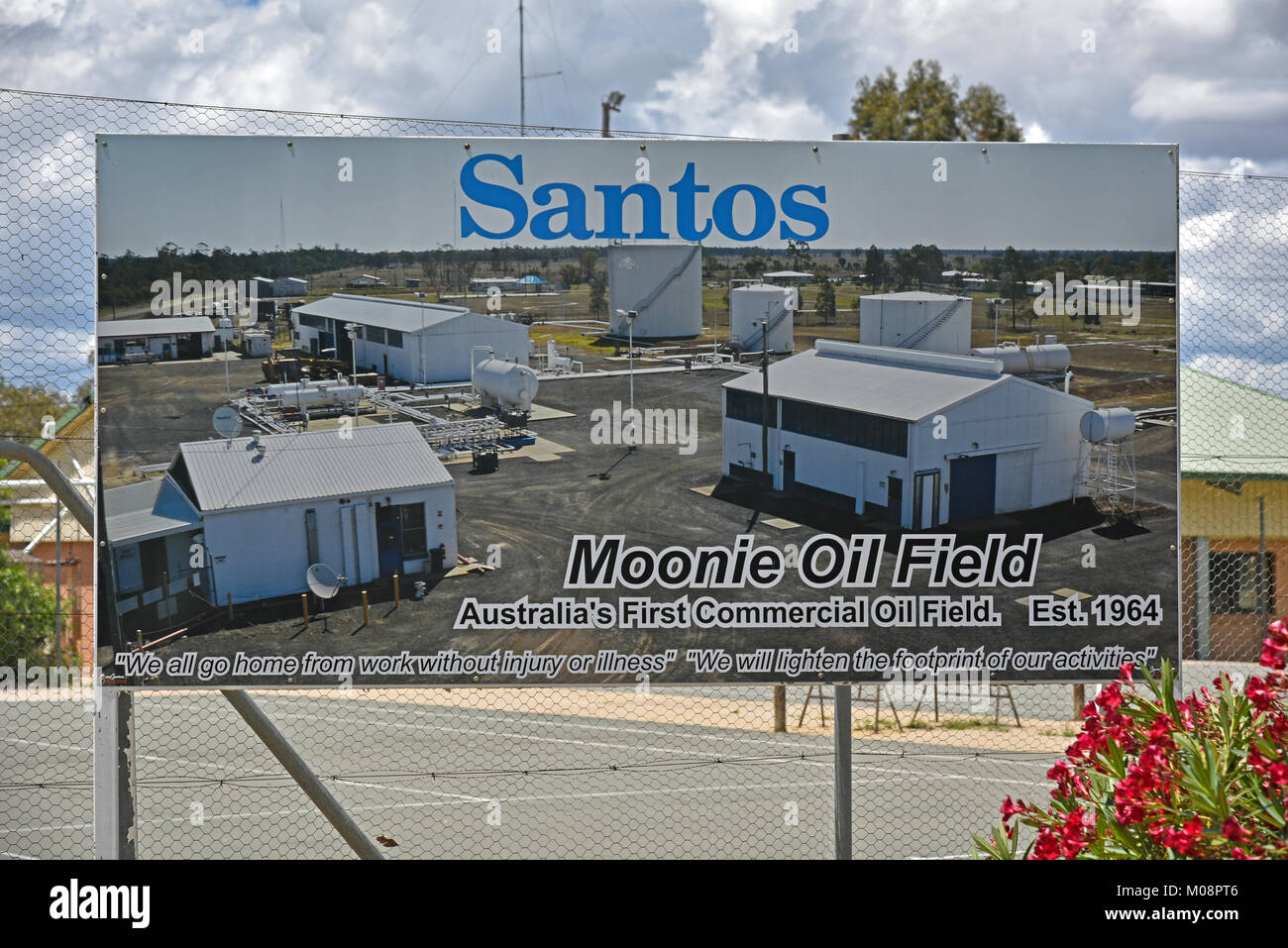 Sign at Moonie in queensland, australia promoting the Moonie oil fields ...