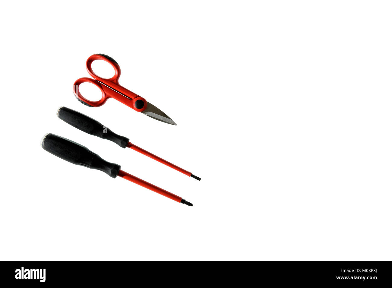 Scissors and screwdrivers for working on a residential electrical ...