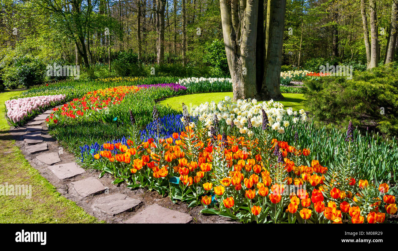 Spring Formal Garden. Beautiful garden of colorful flowers Stock Photo ...