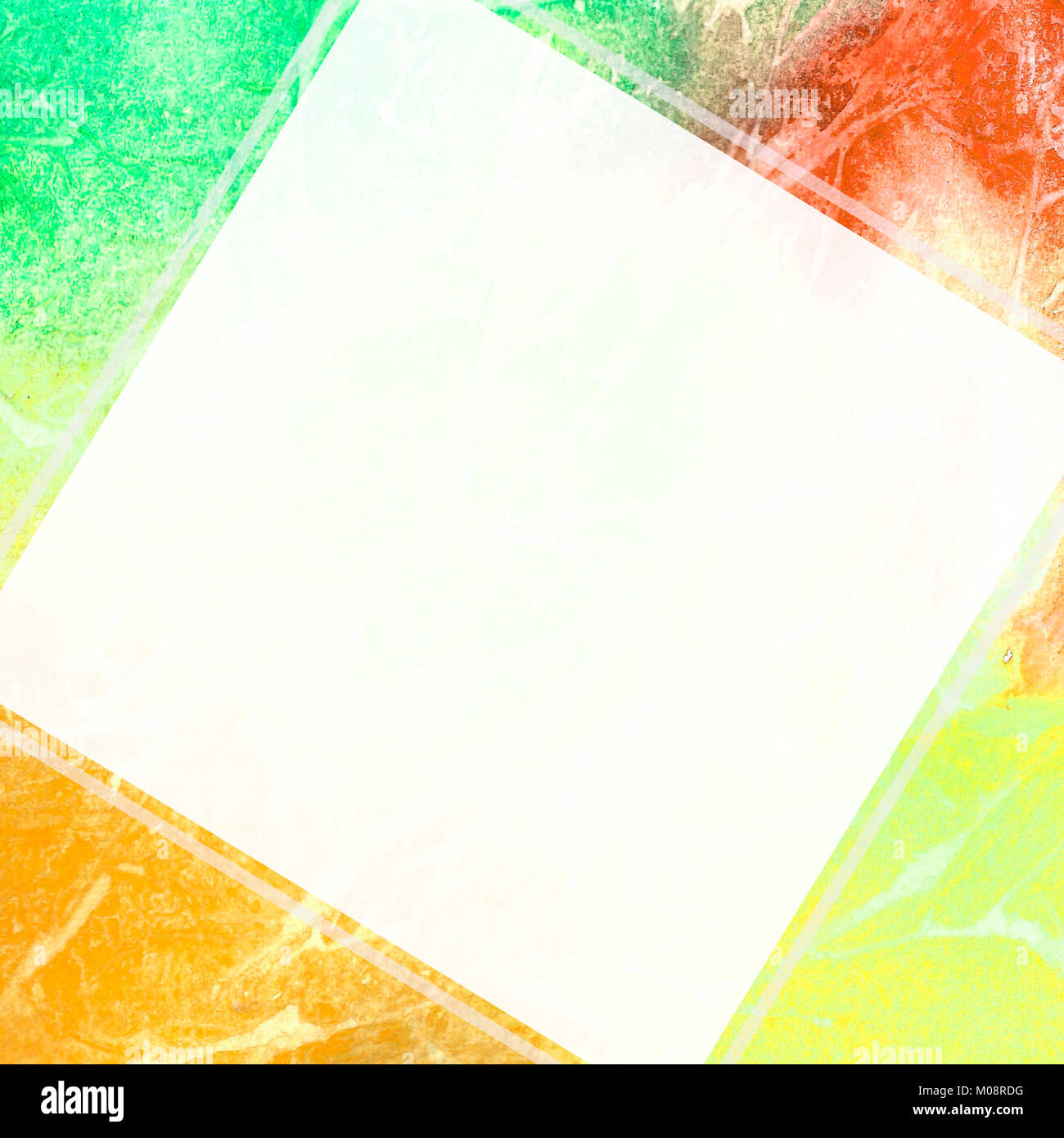 Square watercolor frame with a white rhombus. Abstract illustration of ...