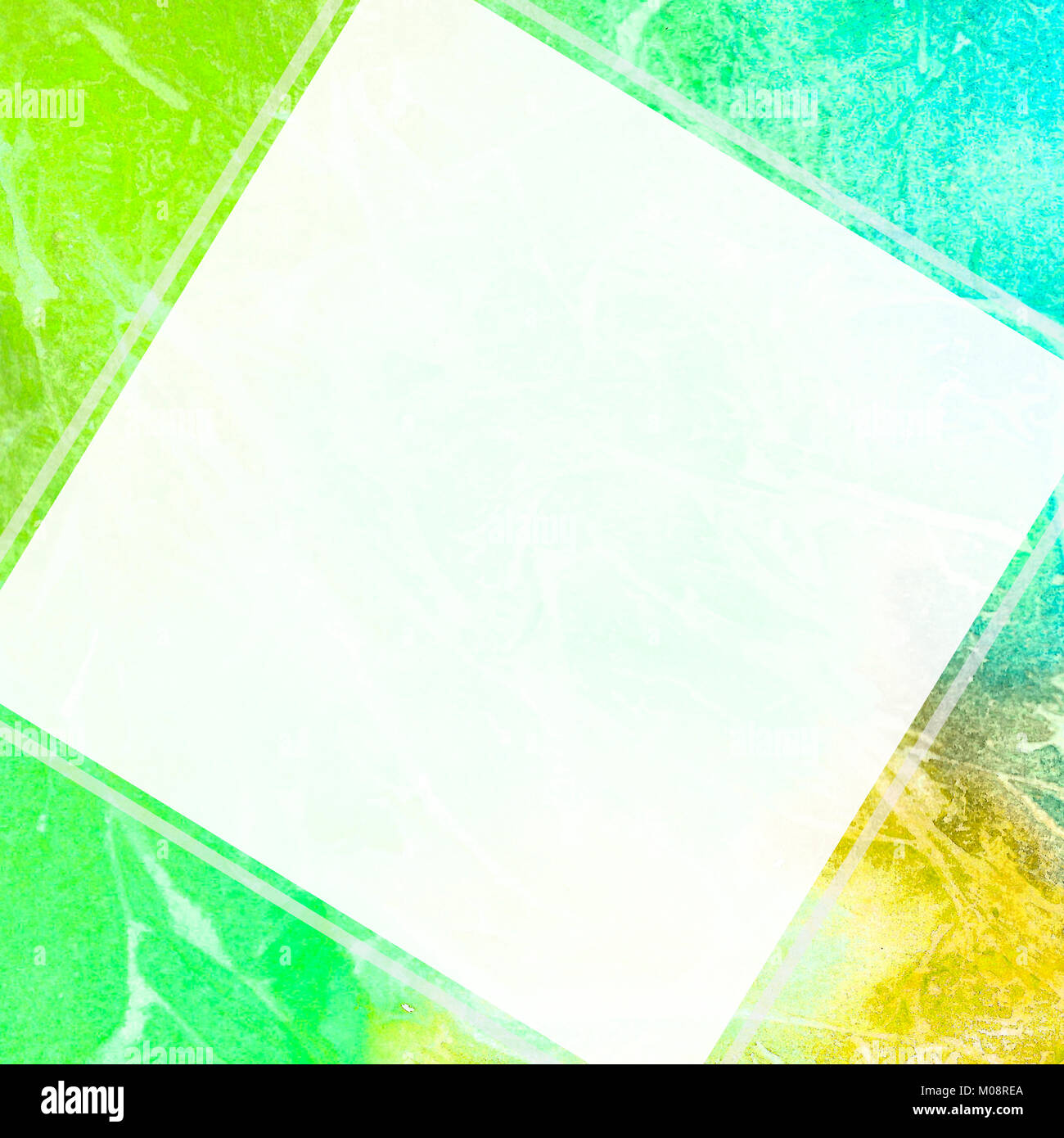 Square watercolor frame with a white rhombus. Abstract illustration of ...