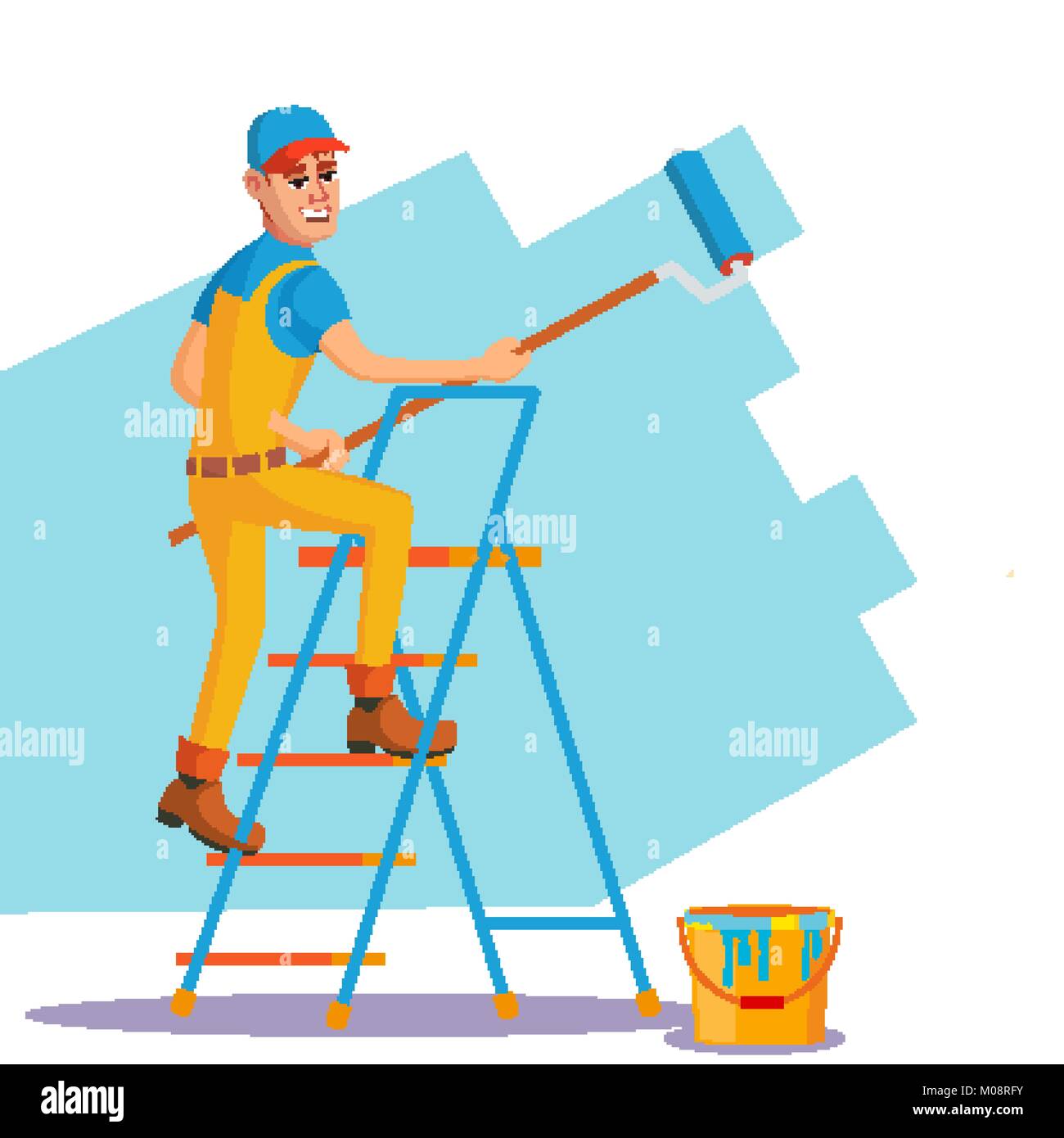 Professional Painter Vector. Painting Brush, Roller. Craftsman Painting ...