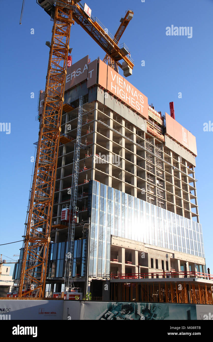 VIENNA - SEPTEMBER 6: Construction of DC Tower 1 building on September ...