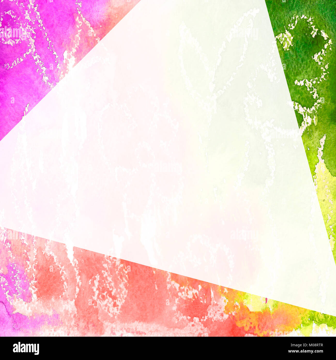 Square watercolor frame with a white triangle. Abstract illustration of ...