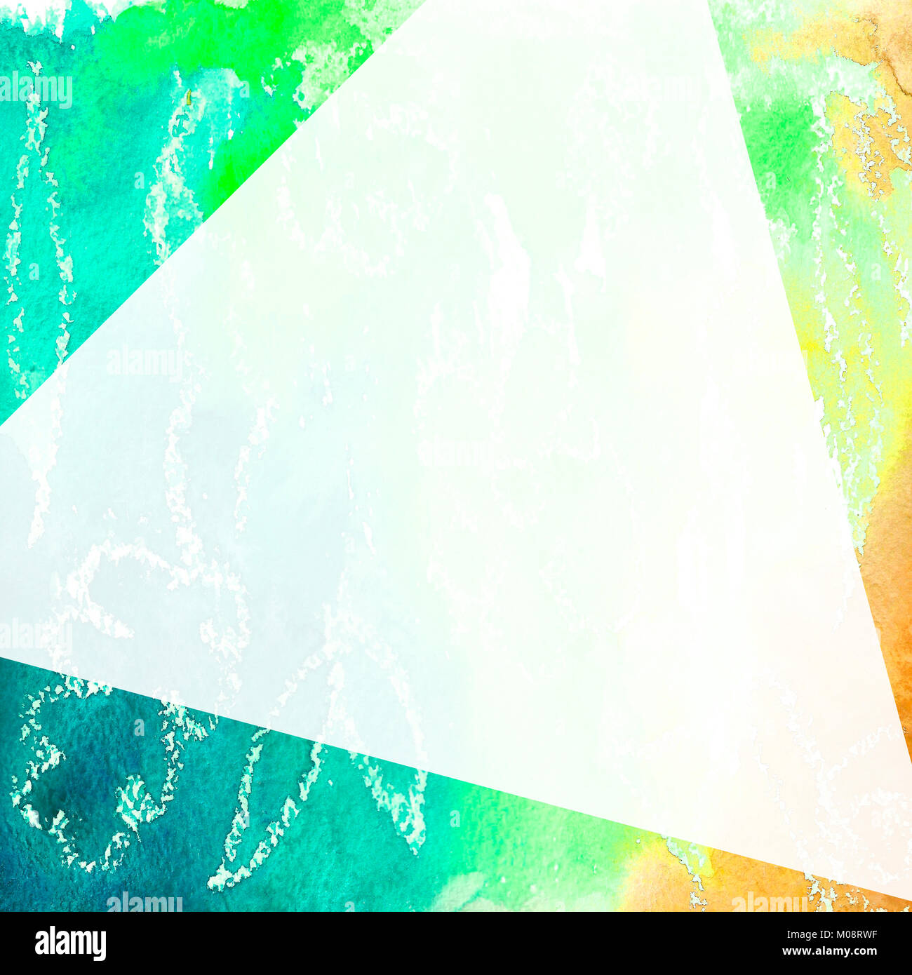 Square watercolor frame with a white triangle. Abstract illustration of ...