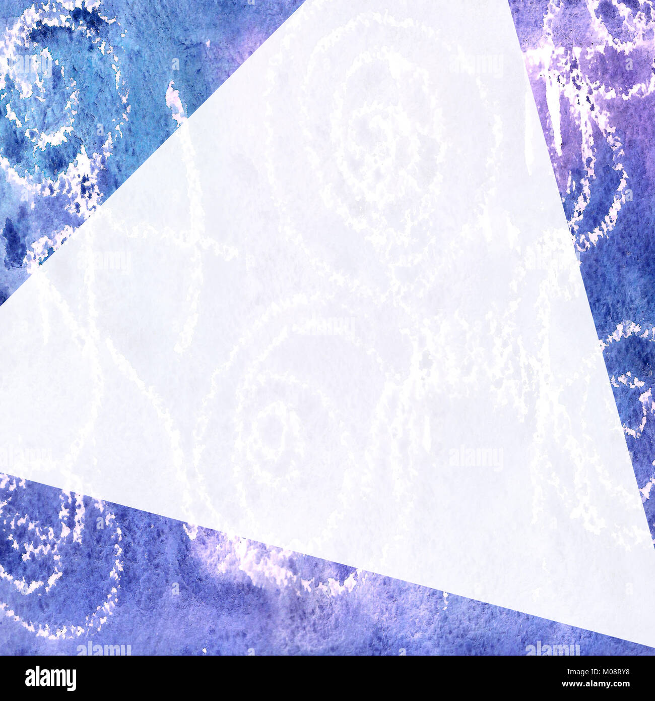 Square watercolor frame with a white triangle. Abstract illustration of ...