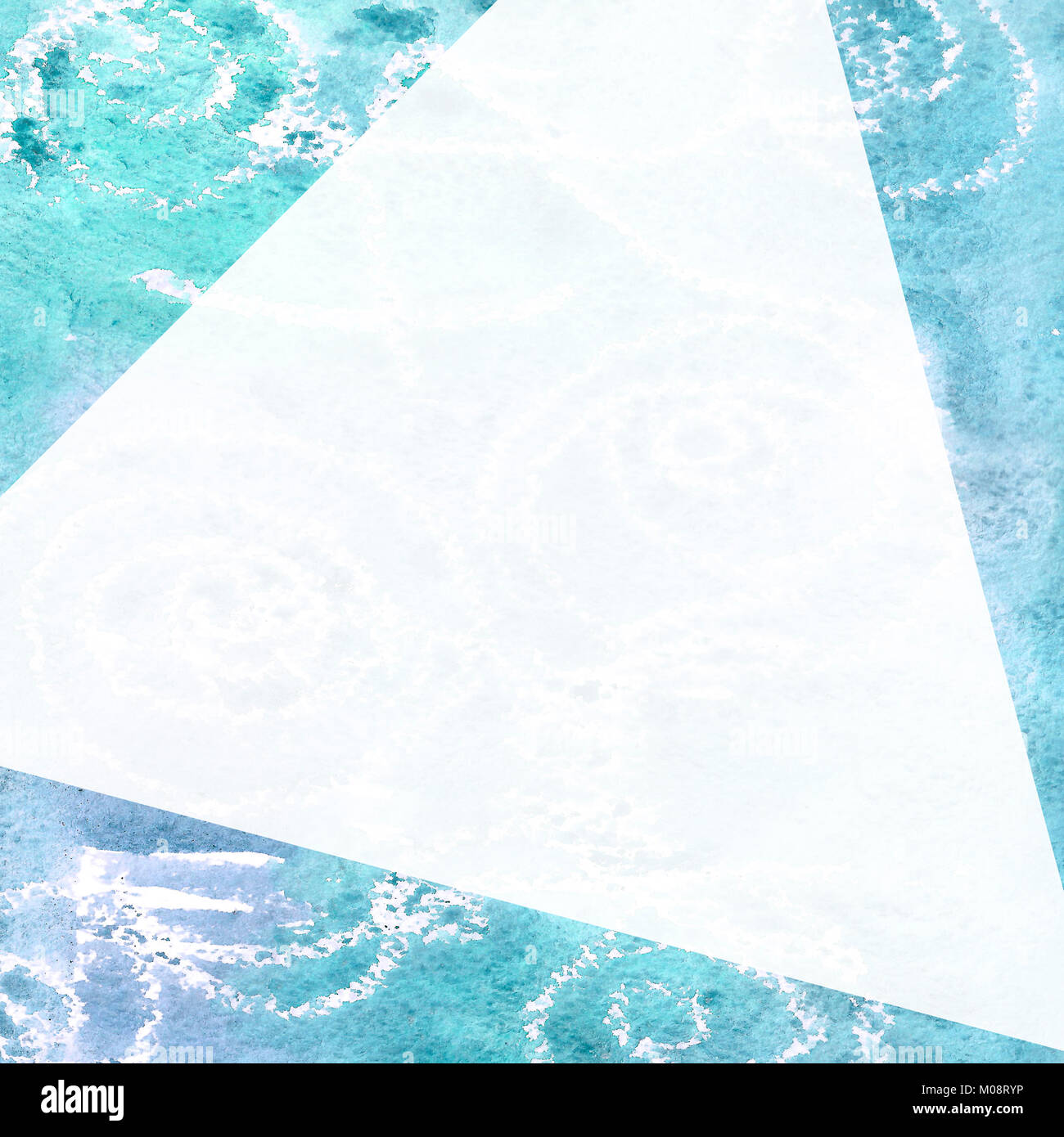 Square watercolor frame with a white triangle. Abstract illustration of ...