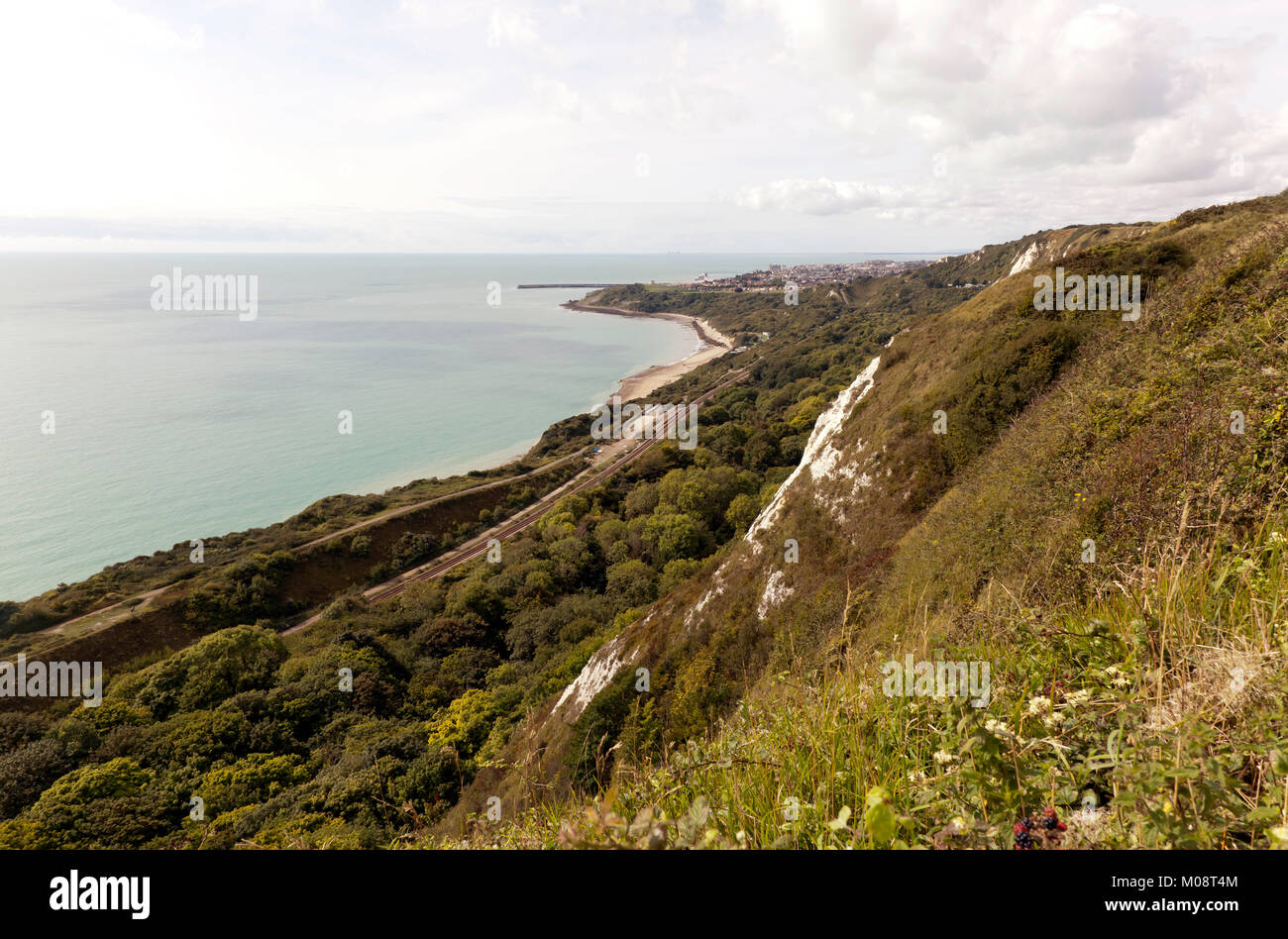 Cliff-top view taken from Capel-Le-Ferne, looking towards the town of ...