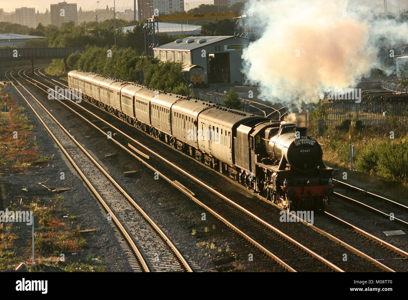 Black Five Steam Locomotive number 45407 at Pepper Road on a ...