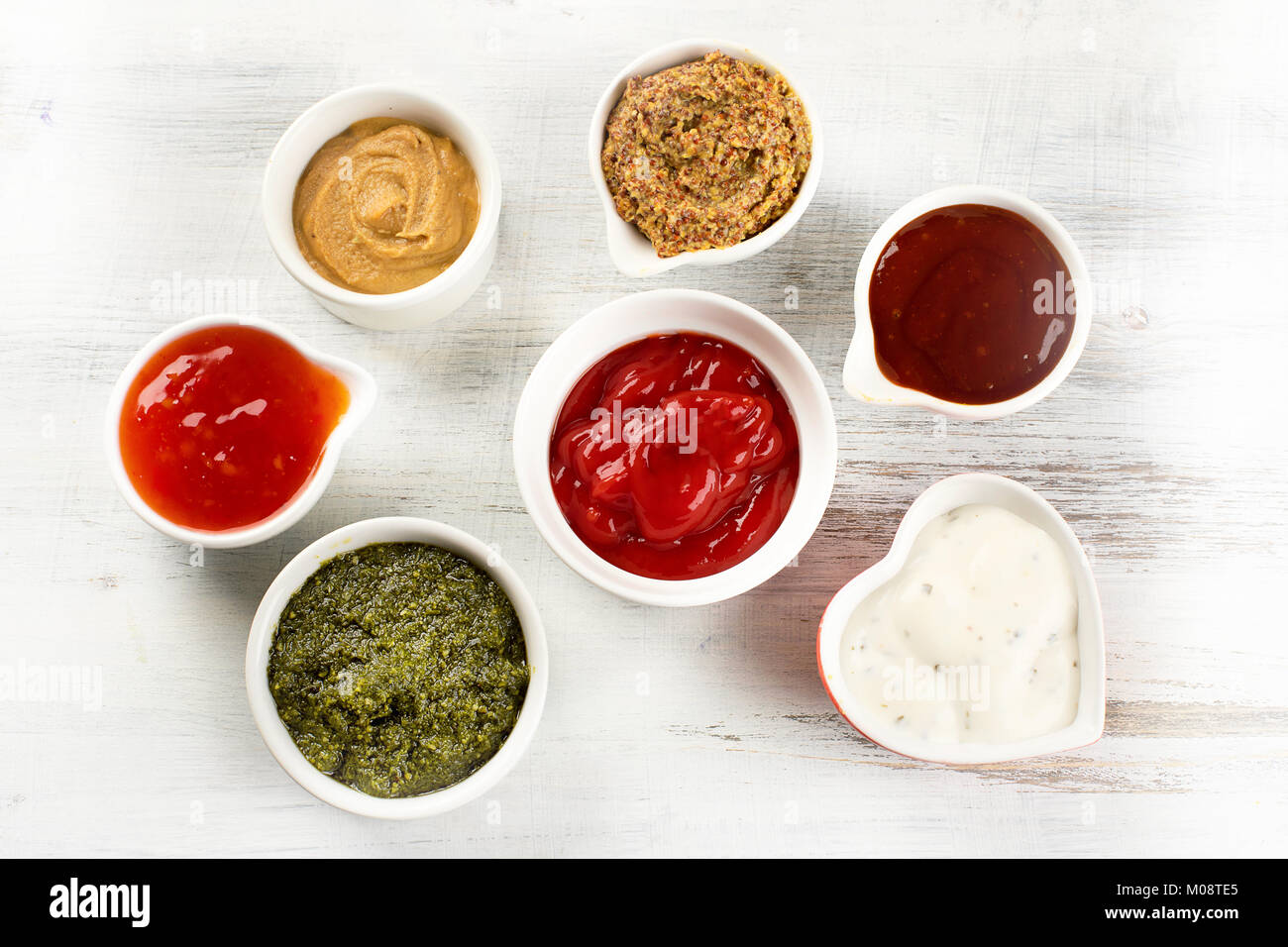 Set of Different sauces. Top view Stock Photo - Alamy