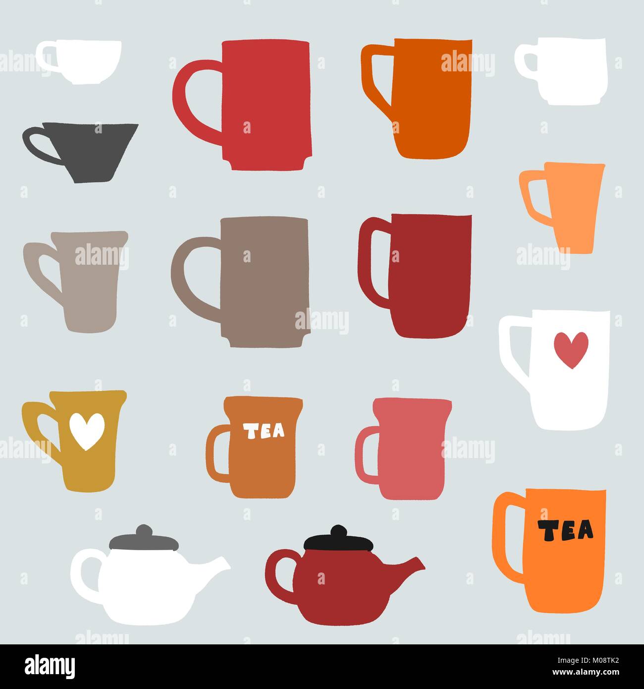Coffee cups and tea mugs - vector object set Stock Photo - Alamy