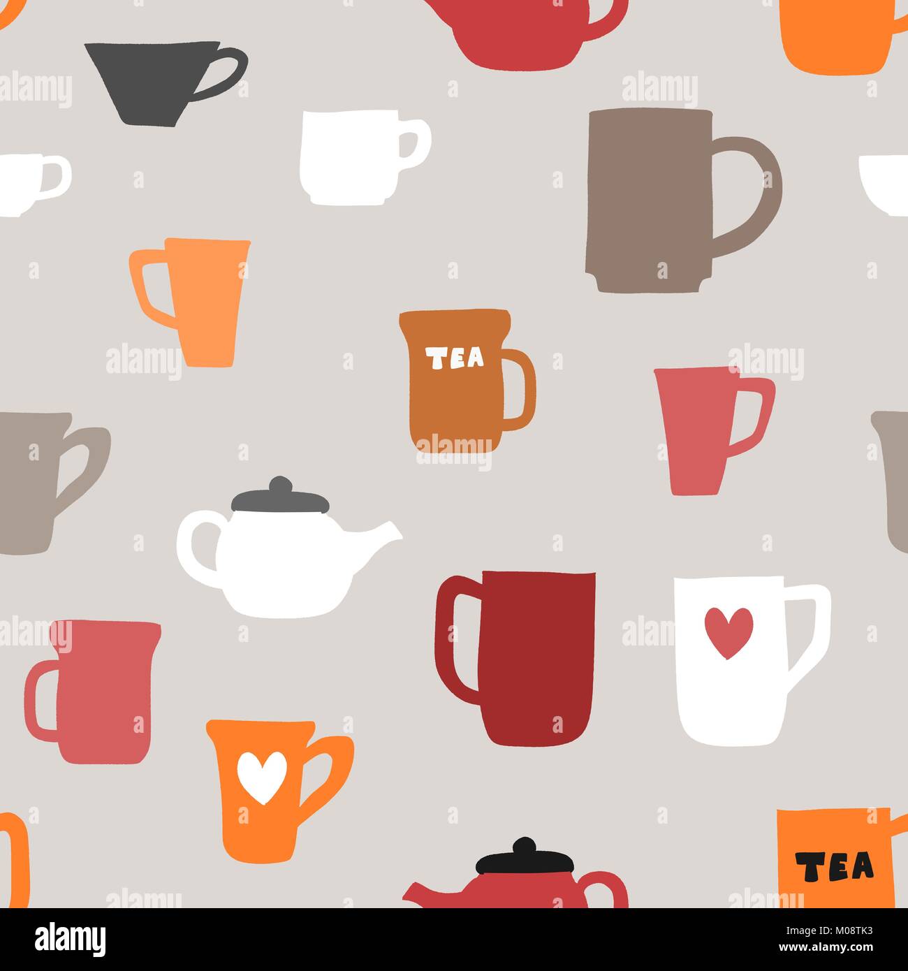 Coffee cups and tea mugs - vector texture Stock Photo - Alamy