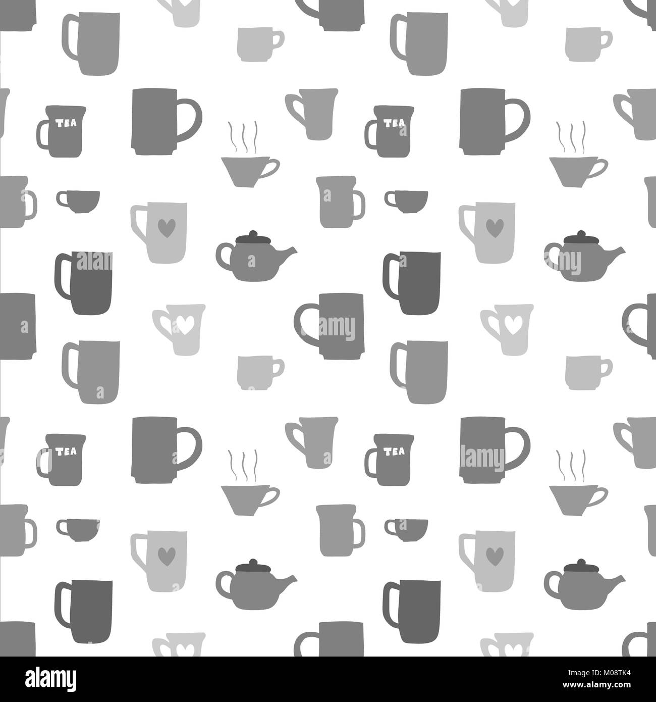 Tea time texture - seamless fabric background vector with coffee cups ...